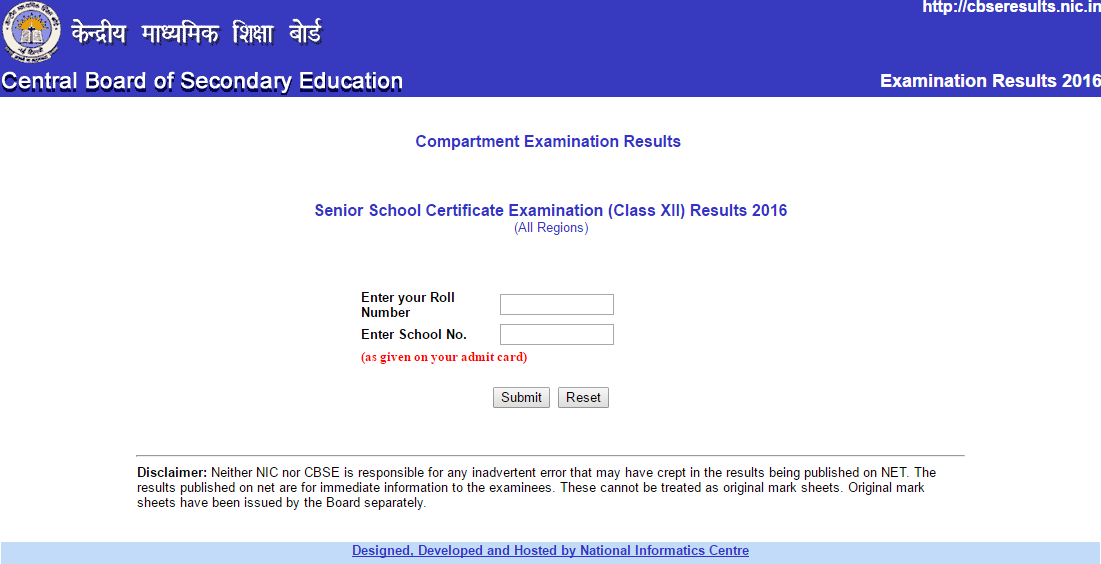 Check CBSE Class 12th Compartment Exam Results 2016 Declared at www ...