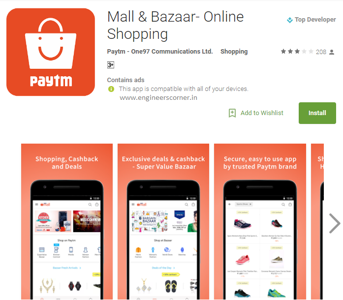 PayTM launches PayTM Mall app an Online marketplace - Engineers Corner