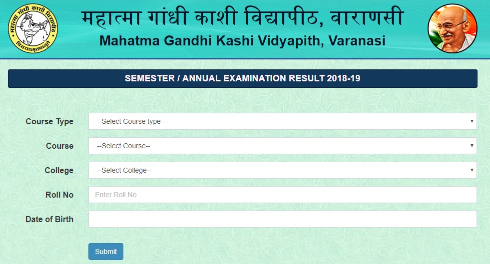 MGKVP Result 2019 - Kashi Vidyapith Annual Semester Examination Result ...