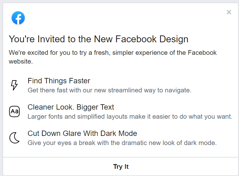 Facebook introduces New Re-Design UI and Dark Mode Feature - Engineers ...
